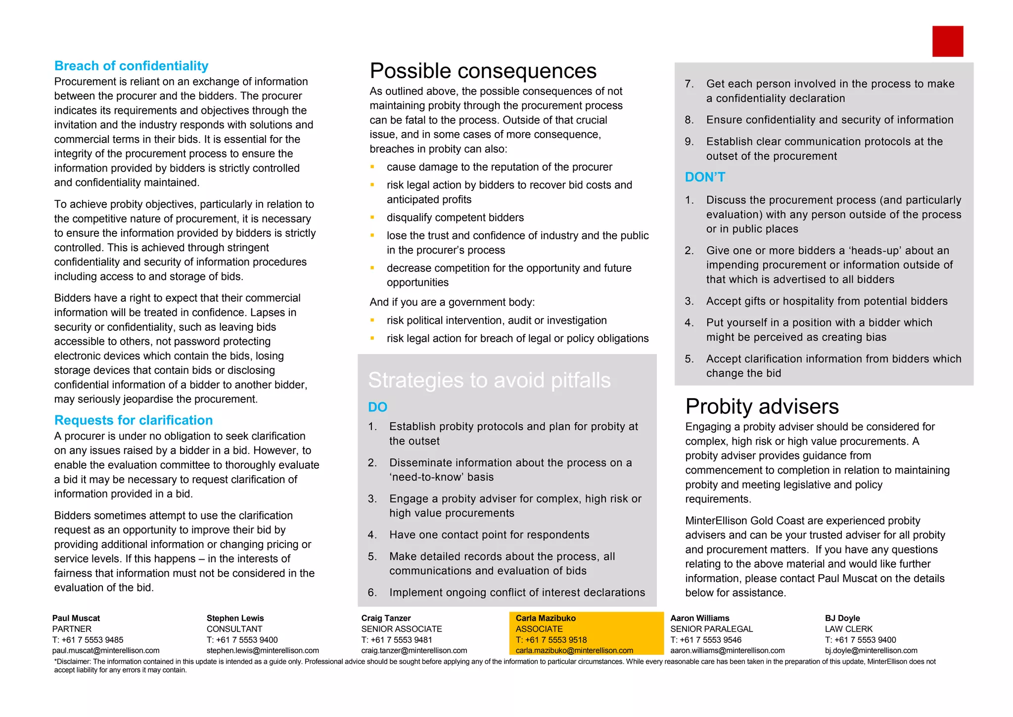 Procurement in focus: common probity pitfalls and how to avoid them ...