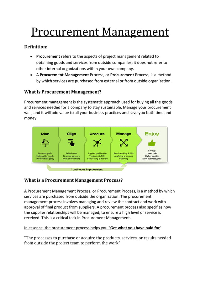 Procurement management | PDF
