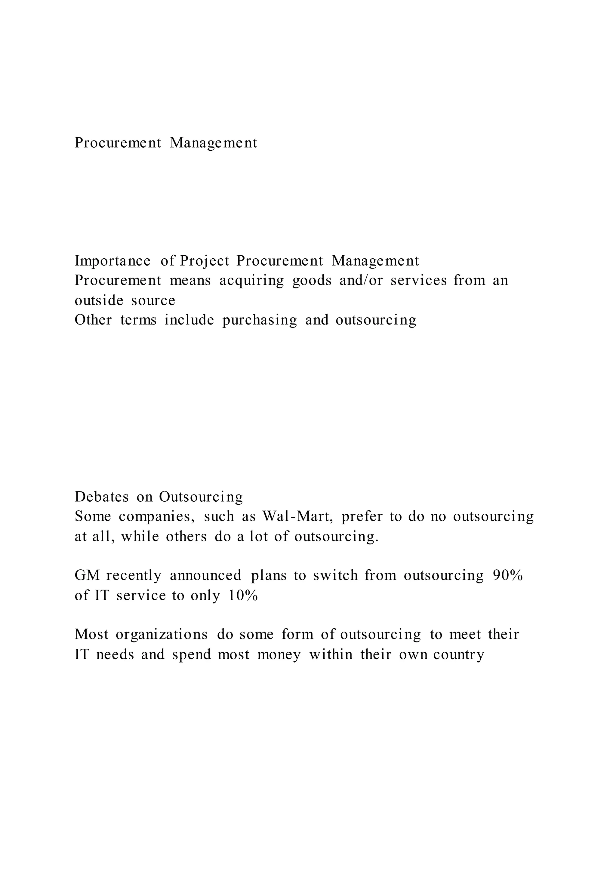 Procurement ManagementImportance of Project Procurem | DOCX