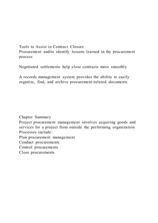 Procurement ManagementImportance of Project Procurem | PDF