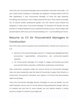 Procurement Manager Resume Examples & Writing Guide for 2025 | PDF