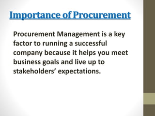 Importance Of Procurement Management