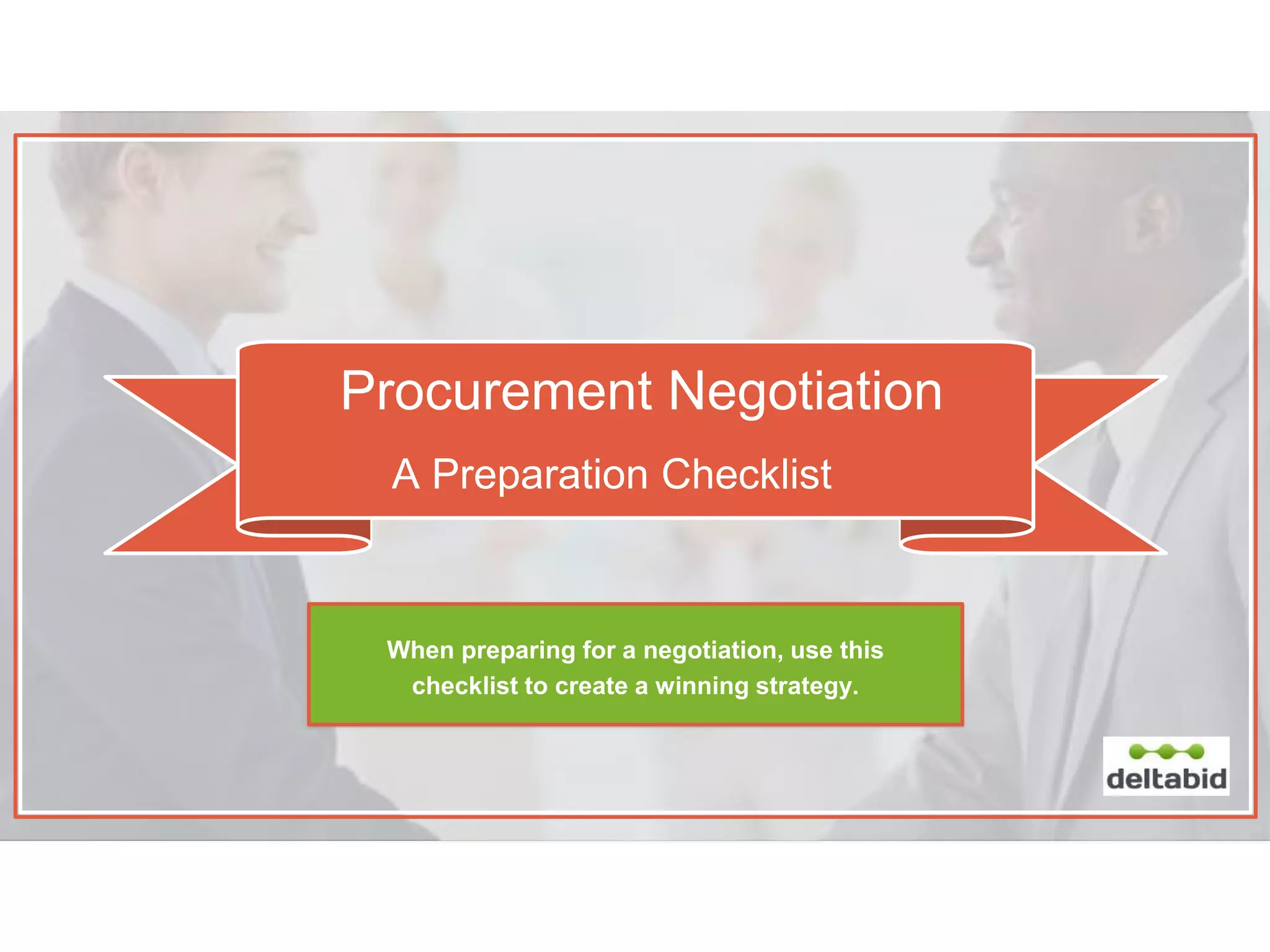 Negotiation Preparation Checklist for Procurement Professionals | PPT