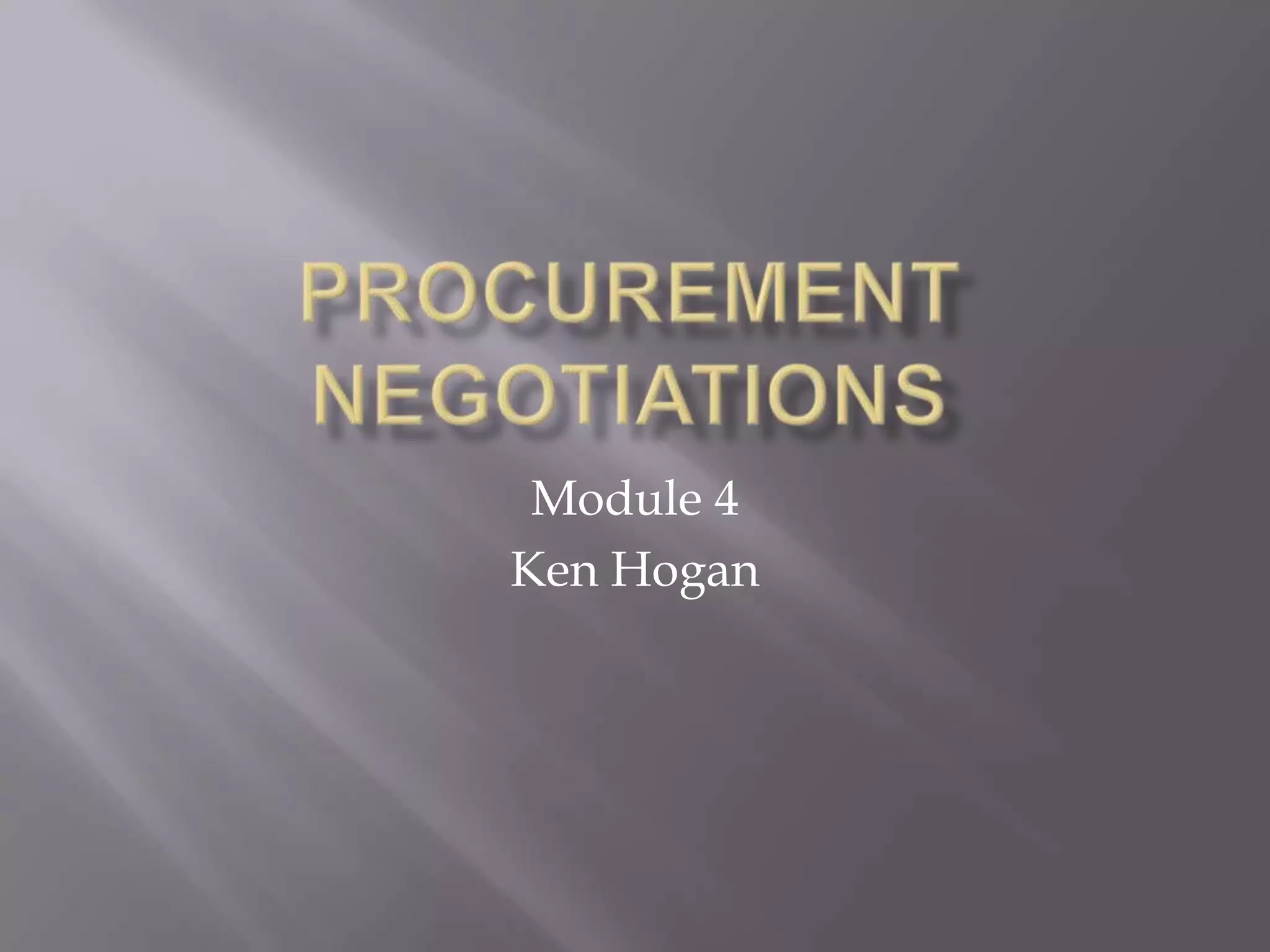 Procurement negotiations PJM400 Mod4 | PPTX
