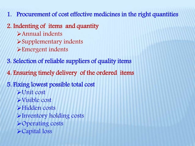 Procurement of drugs ppt simi joju k. | PPTX