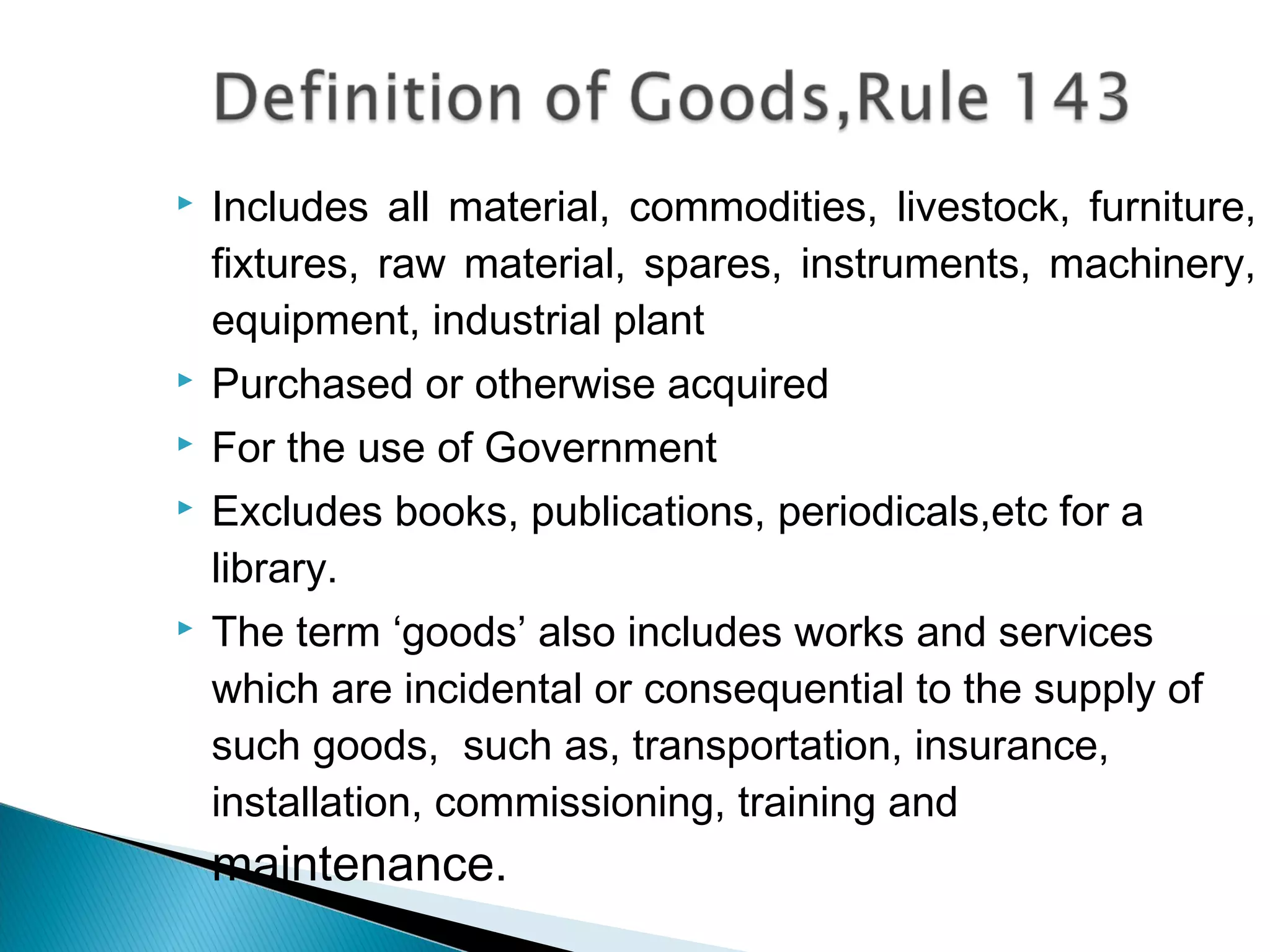 Procurement of goods , GFR provisions | PPT