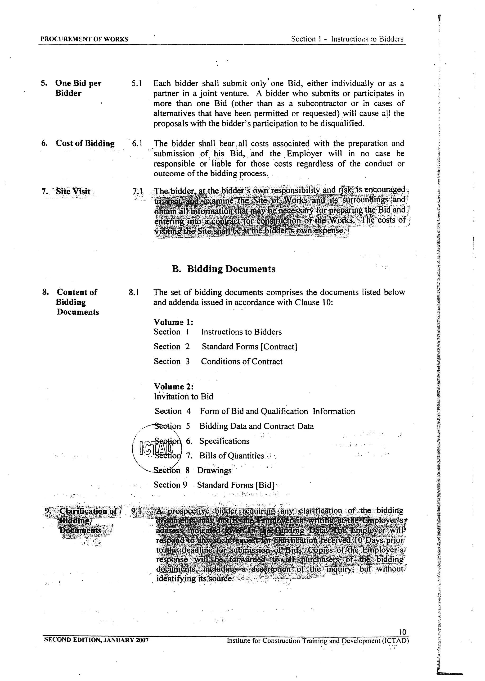 Procurement of work ICTAD sbd 01 2007 | PDF