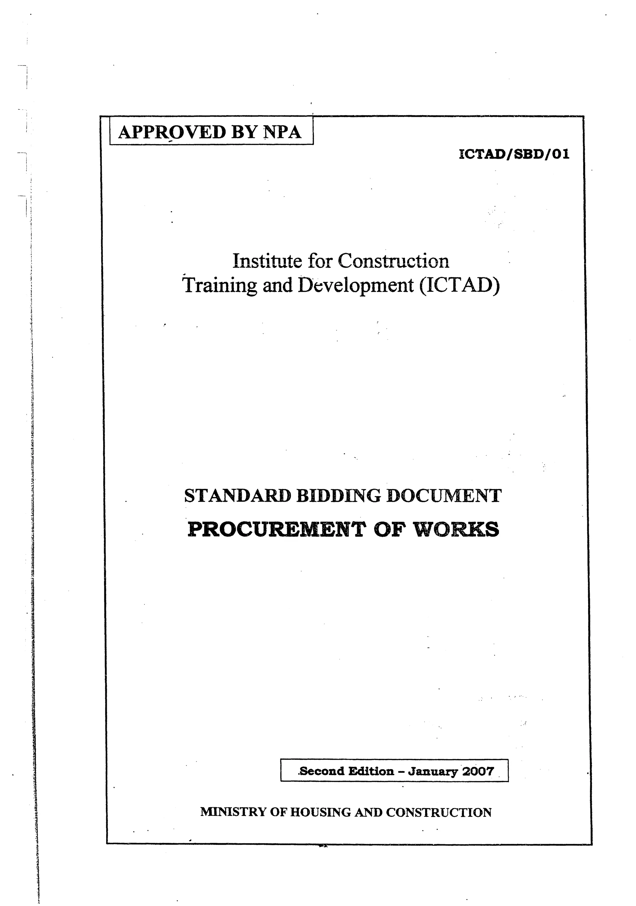 Procurement of work ICTAD sbd 01 2007 | PDF