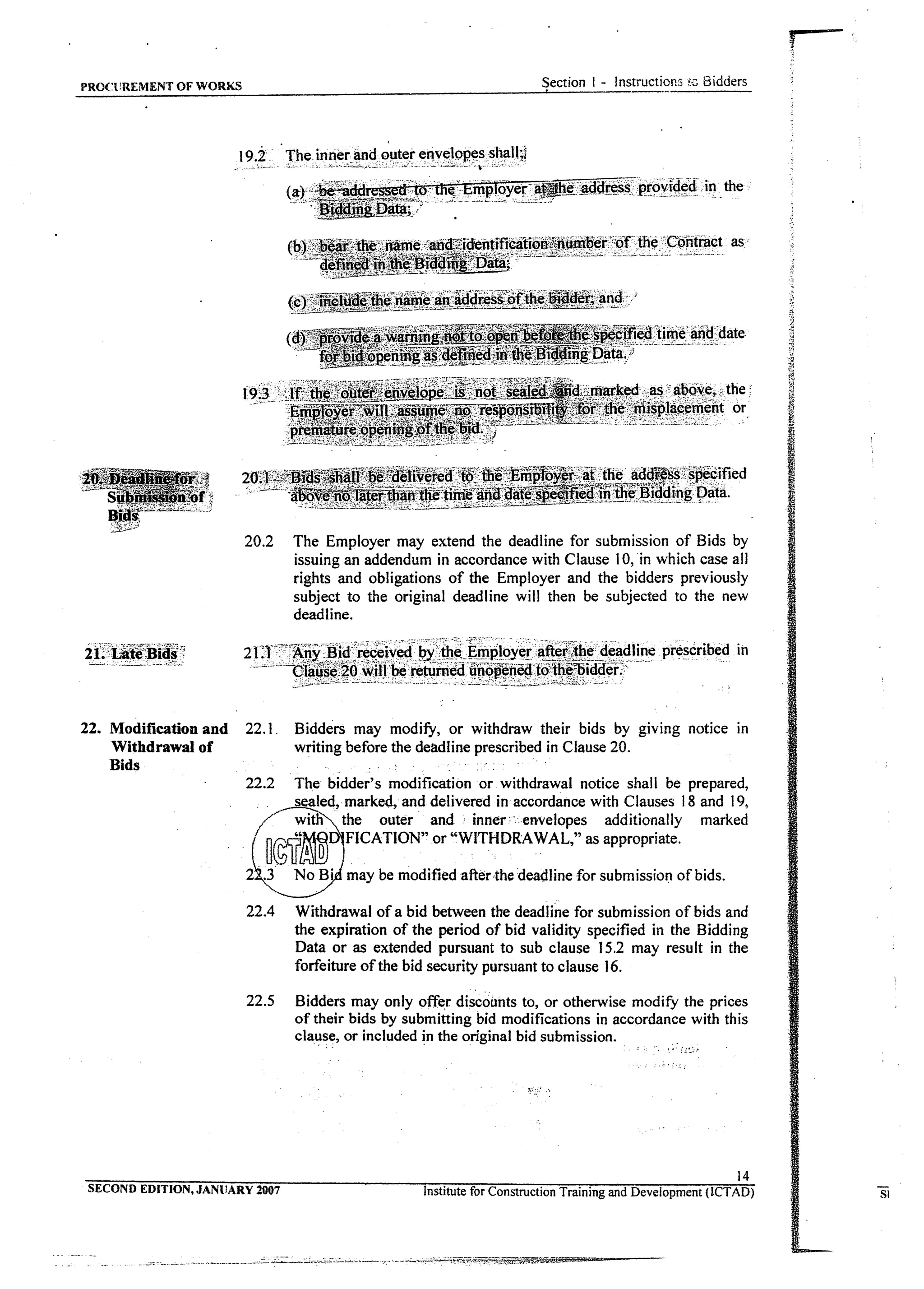 Procurement of work ICTAD sbd 01 2007 | PDF