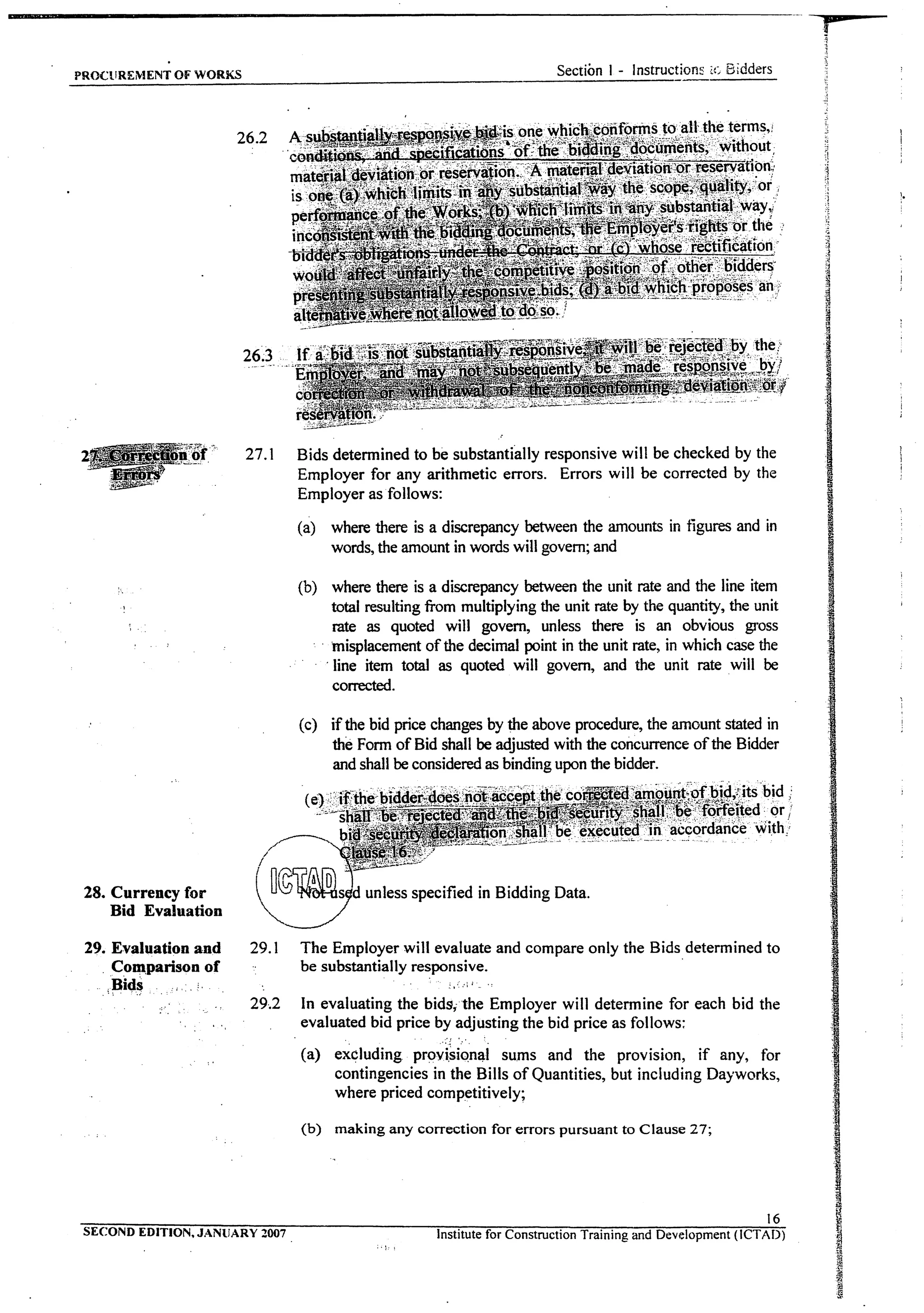 Procurement of work ICTAD sbd 01 2007 | PDF