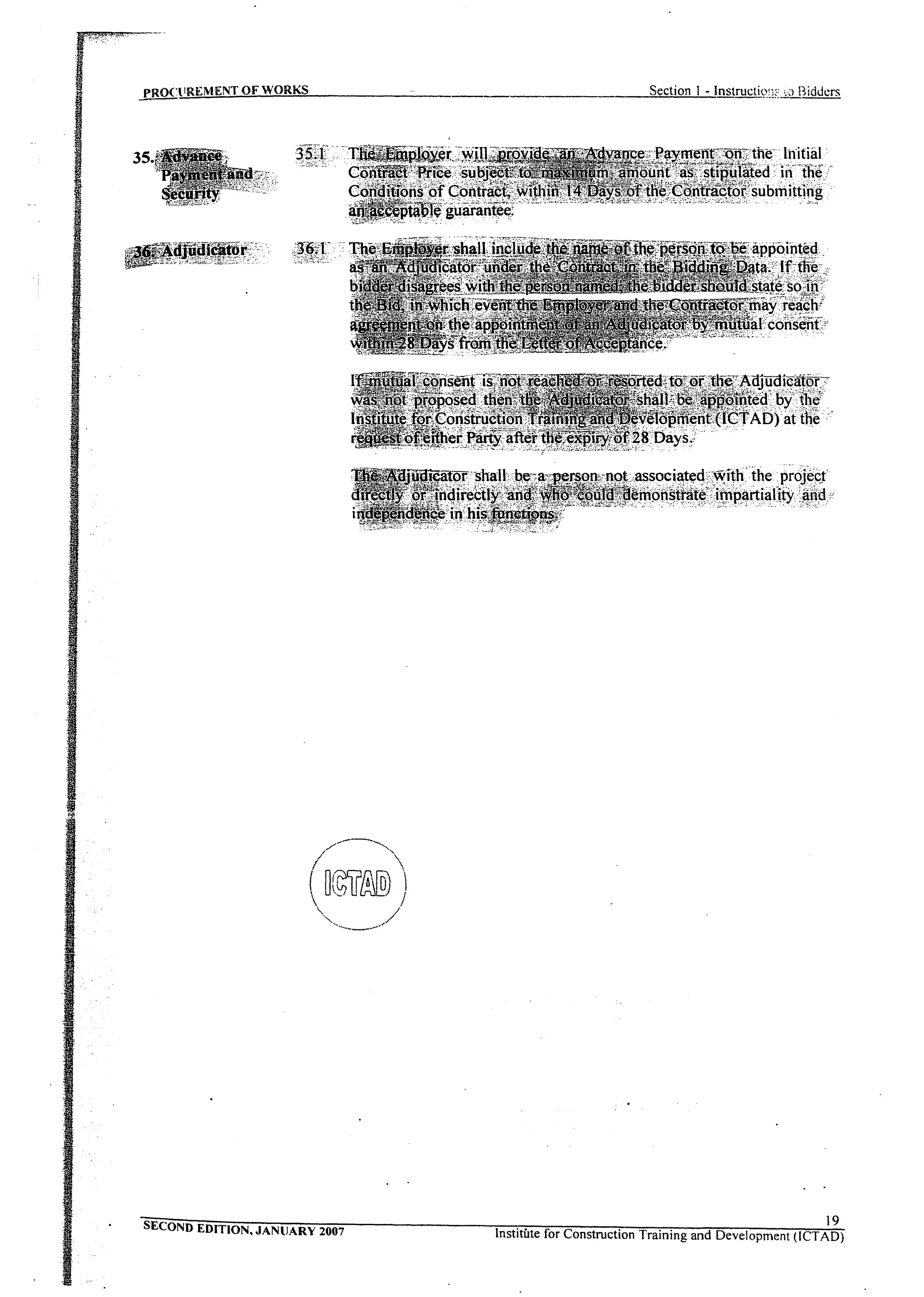 Procurement of work ICTAD sbd 01 2007 | PDF