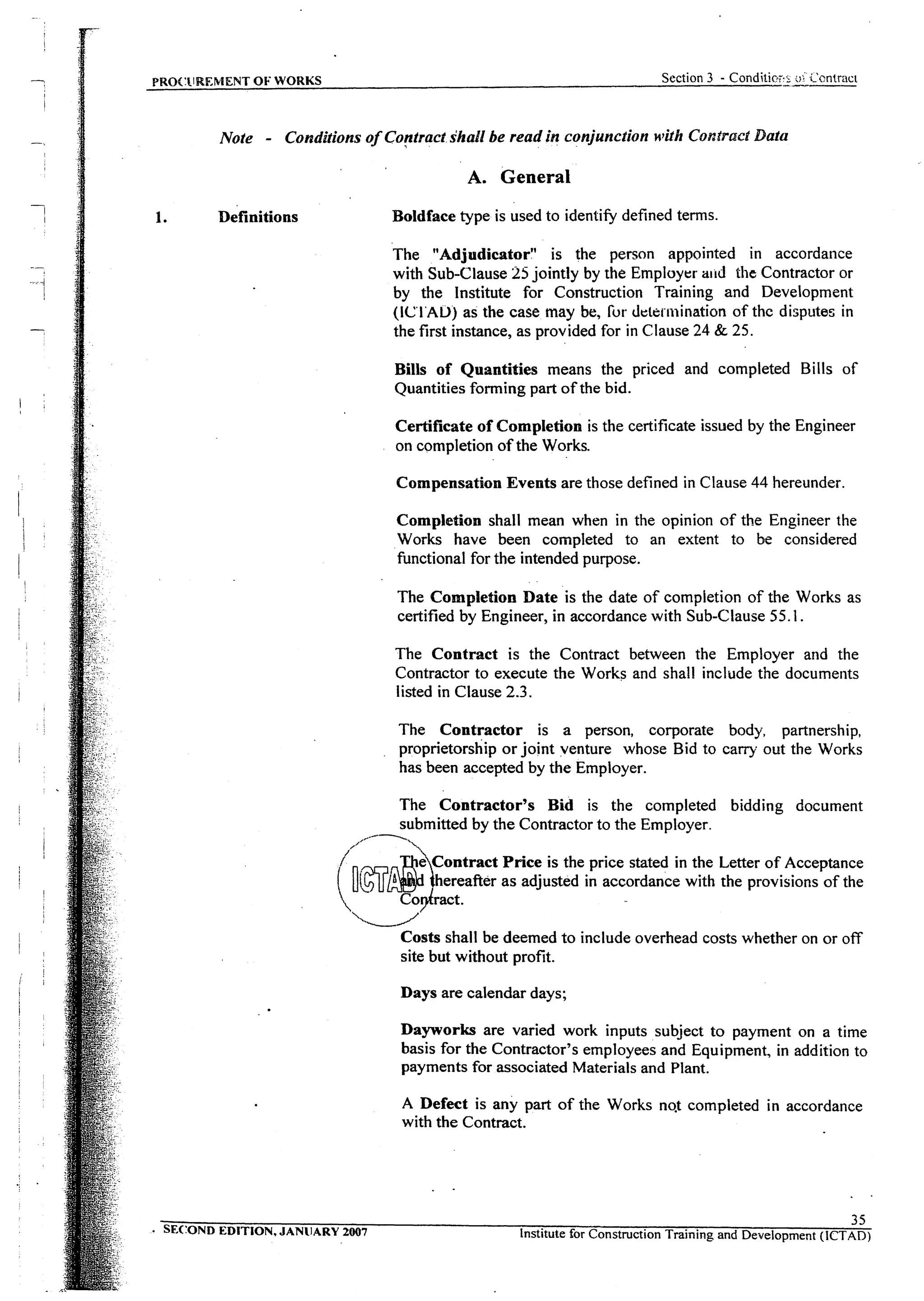 Procurement of work ICTAD sbd 01 2007 | PDF
