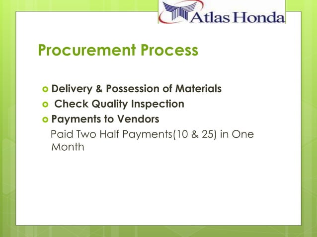Procurement process Atlas Honda Ltd | PPTX