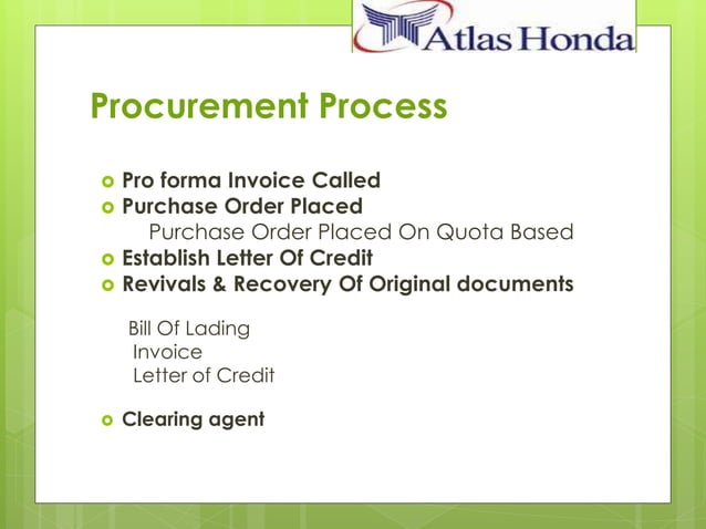 Procurement process Atlas Honda Ltd | PPTX