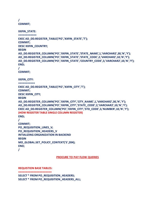 Procure to pay base tables flow | DOCX