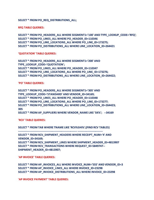Procure to pay base tables flow | DOCX