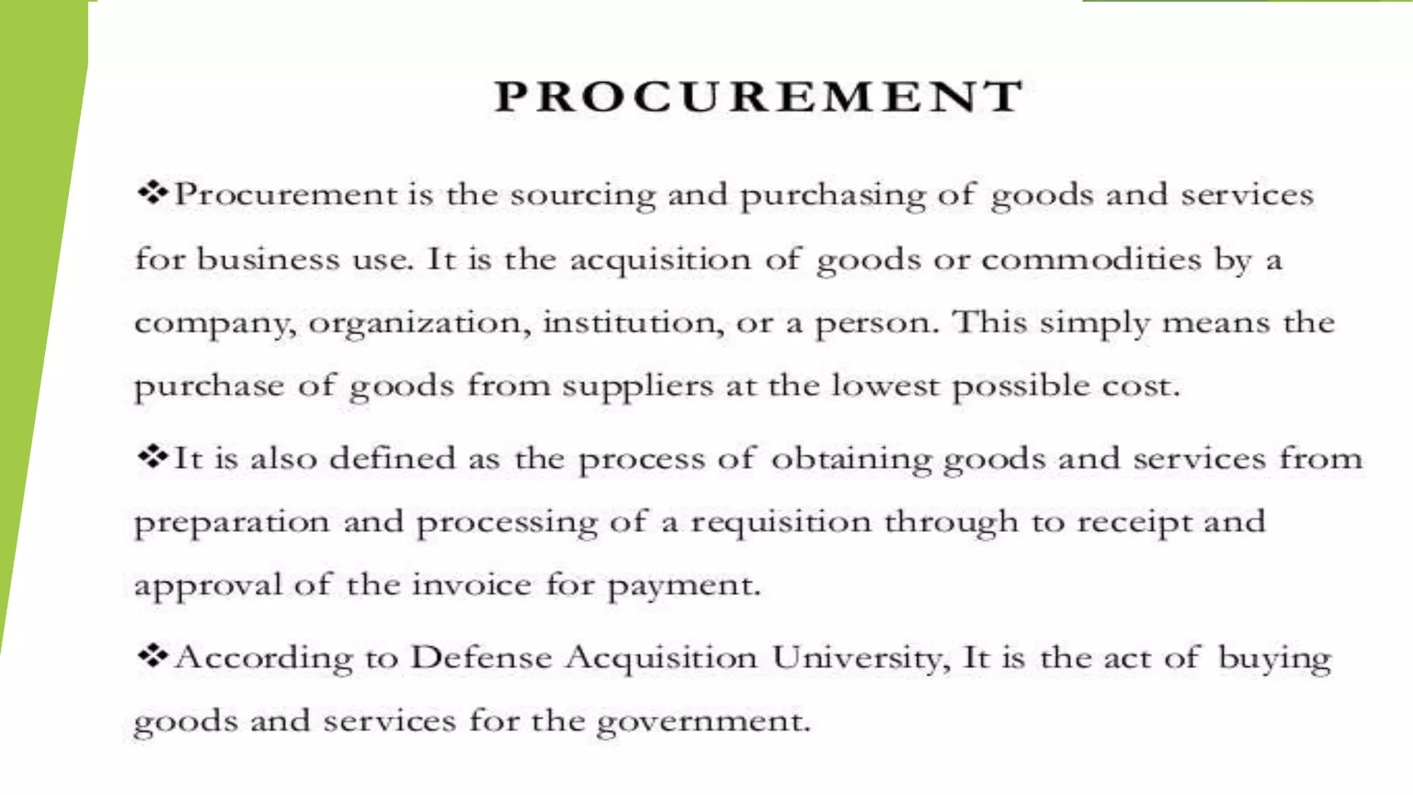 Procuring and sustaining resources | PPT