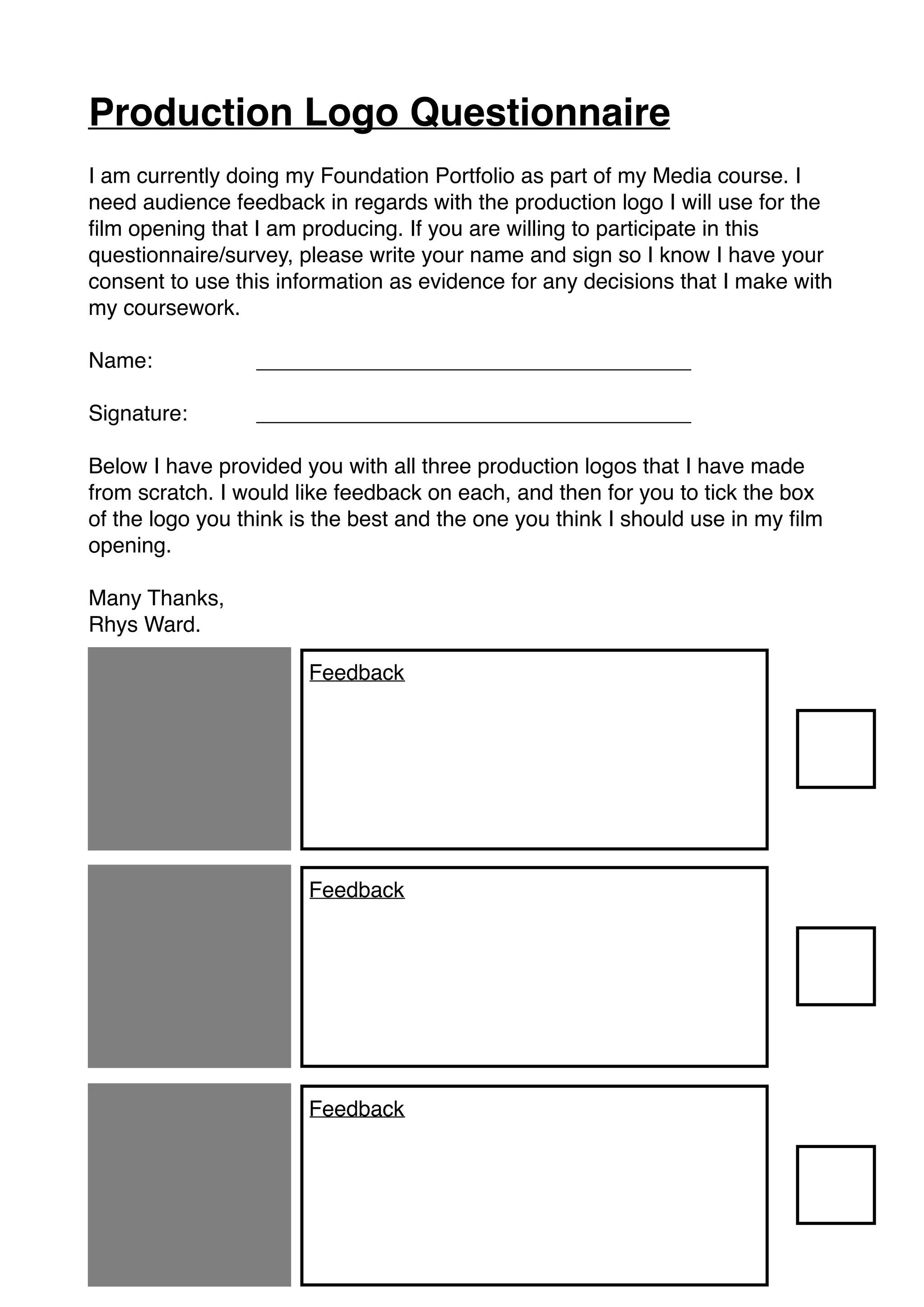 Production Logo Questionnaire | PDF