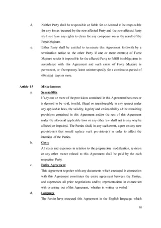 Agreement for Production, Supply and Purchase of Compound Feeds ...