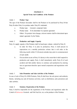 Agreement for Production, Supply and Purchase of Compound Feeds ...