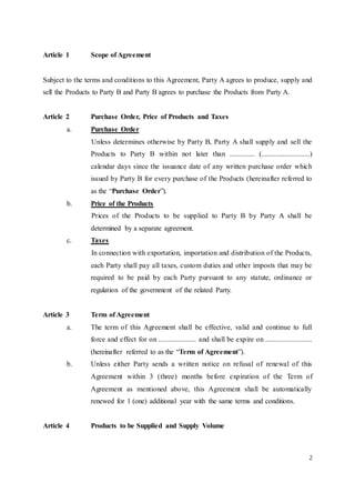 Agreement for Production, Supply and Purchase of Compound Feeds ...
