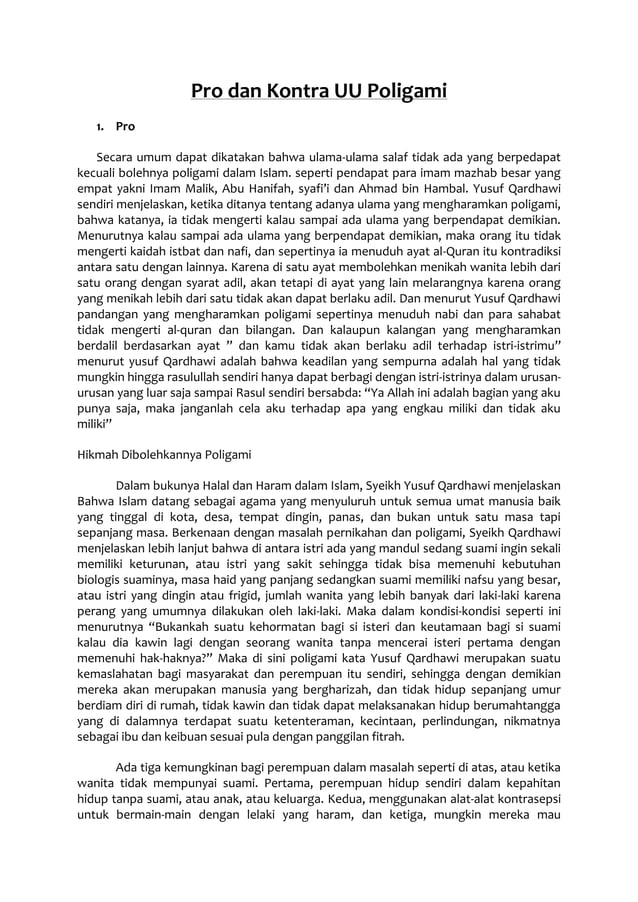 Pro dan Kontra UU Poligami | DOCX
