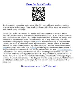 Pro Death Penalty Essays | PDF