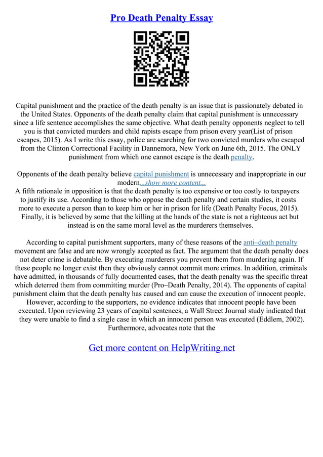 Pro Death Penalty Essays | PDF