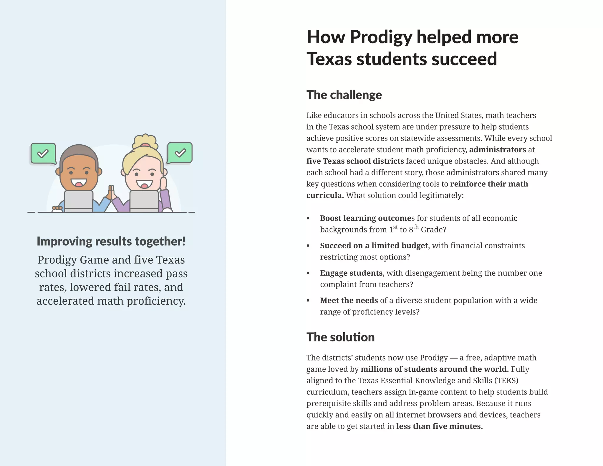 How Prodigy Helped More Texas Students Succeed | PDF