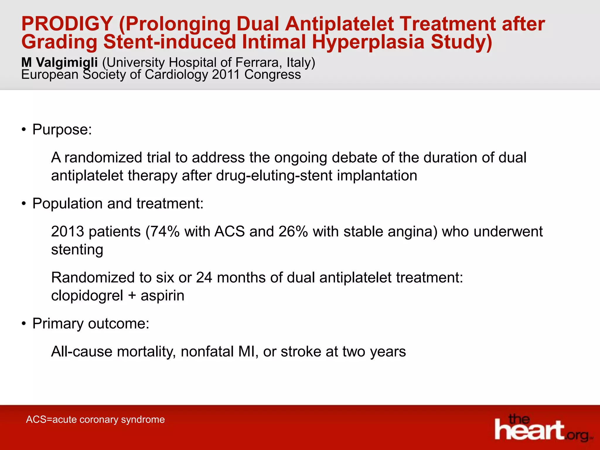 PRODIGY trial - Summary & Results | PDF