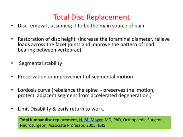 Pro disc l replacement vs circumferential arthrodesis of spine | PPT