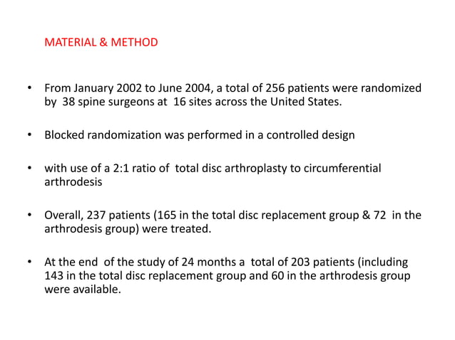 Pro disc l replacement vs circumferential arthrodesis of spine | PPT