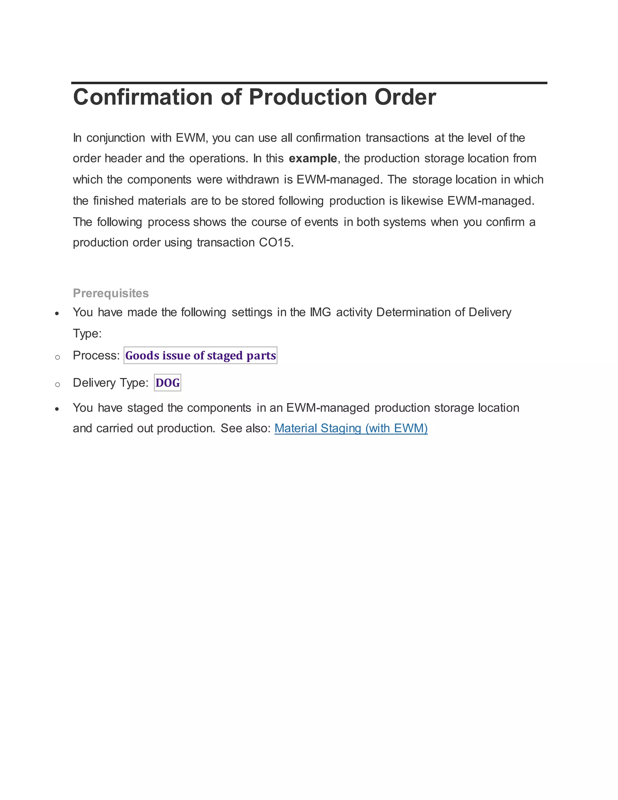 SAP Prod order confirmation | DOCX