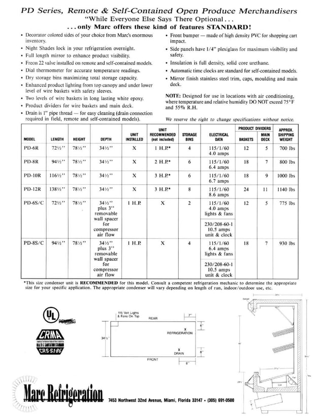 Self Contained Produce Display Case by Marc Refrigeration | PDF