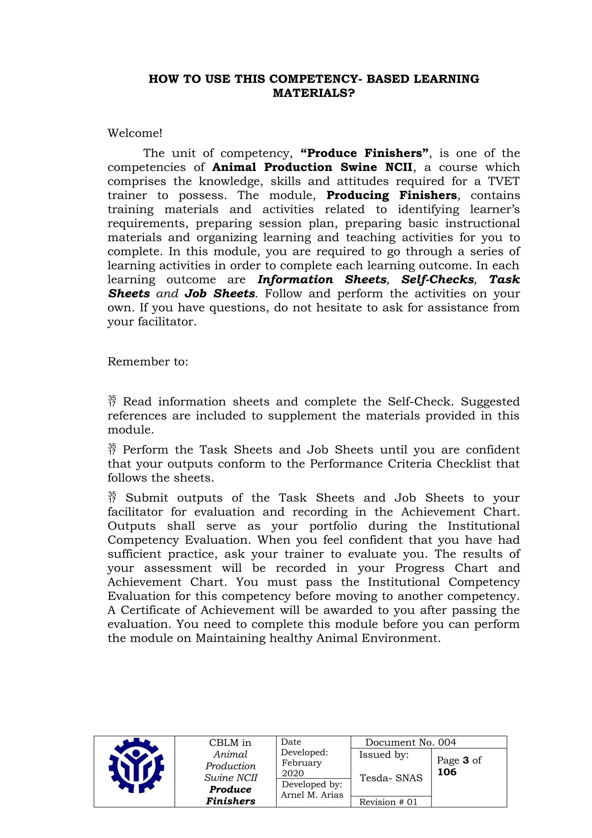 Copetency based learning materials PRODUCE FINISHERS-FINAL | DOCX