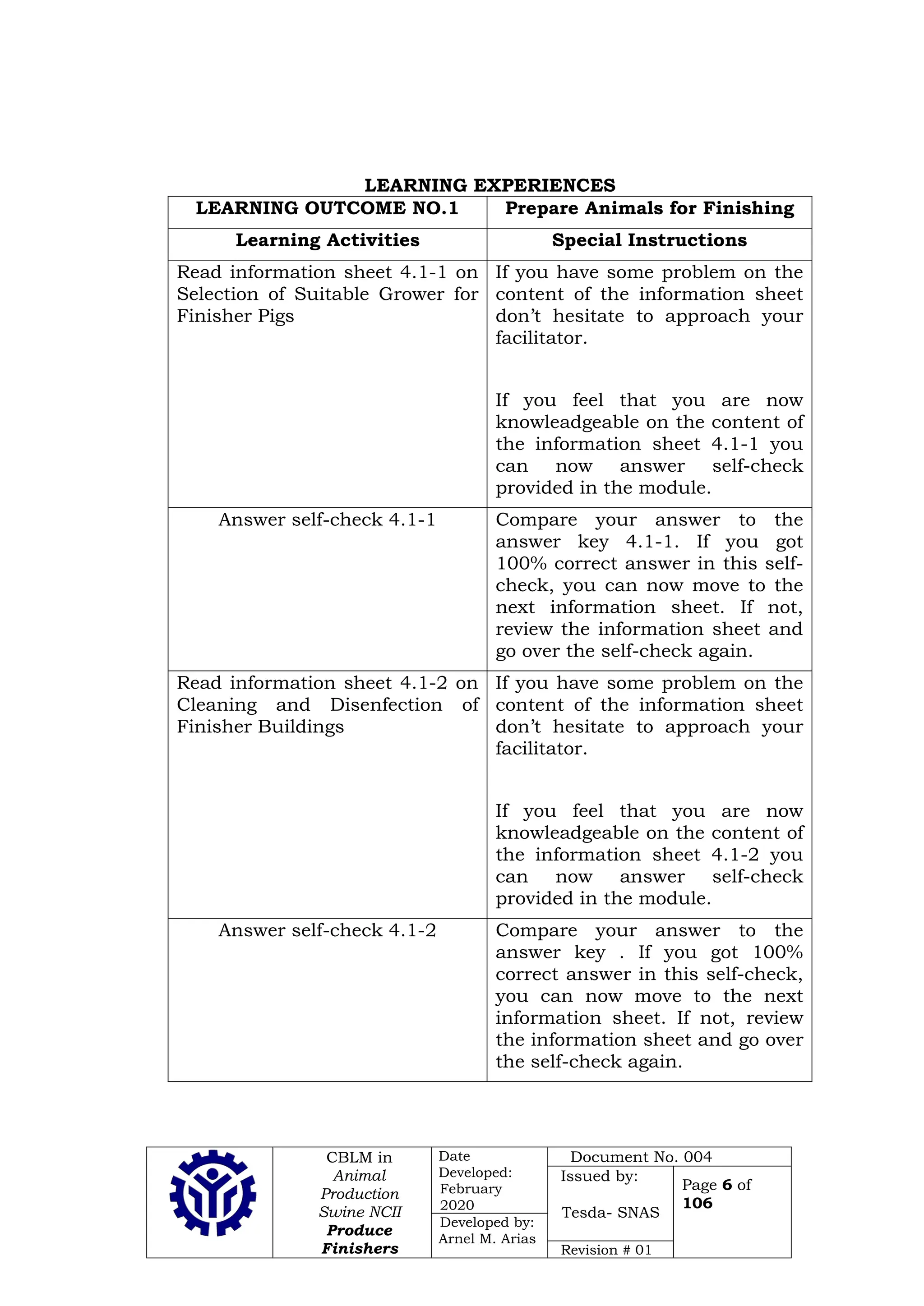Copetency based learning materials PRODUCE FINISHERS-FINAL | DOCX