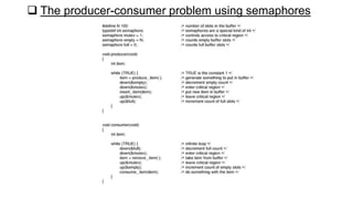 Producer consumer problem operating system | PPTX