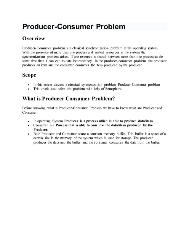 Producer consumer.docx | Operating Systems | Computer Software and ...