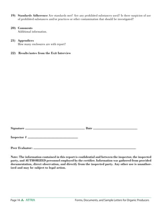 Forms, Documents, and Sample Letters for Organic Producers | PDF