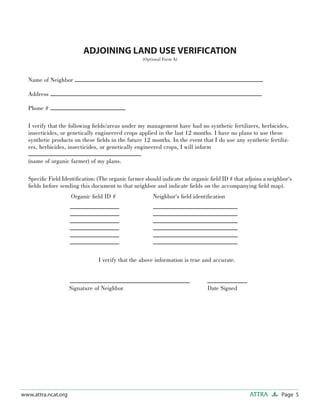 Forms, Documents, and Sample Letters for Organic Producers | PDF