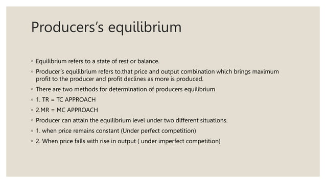 producer's equilibrium.pptx | Business Accounting & Finance | Business