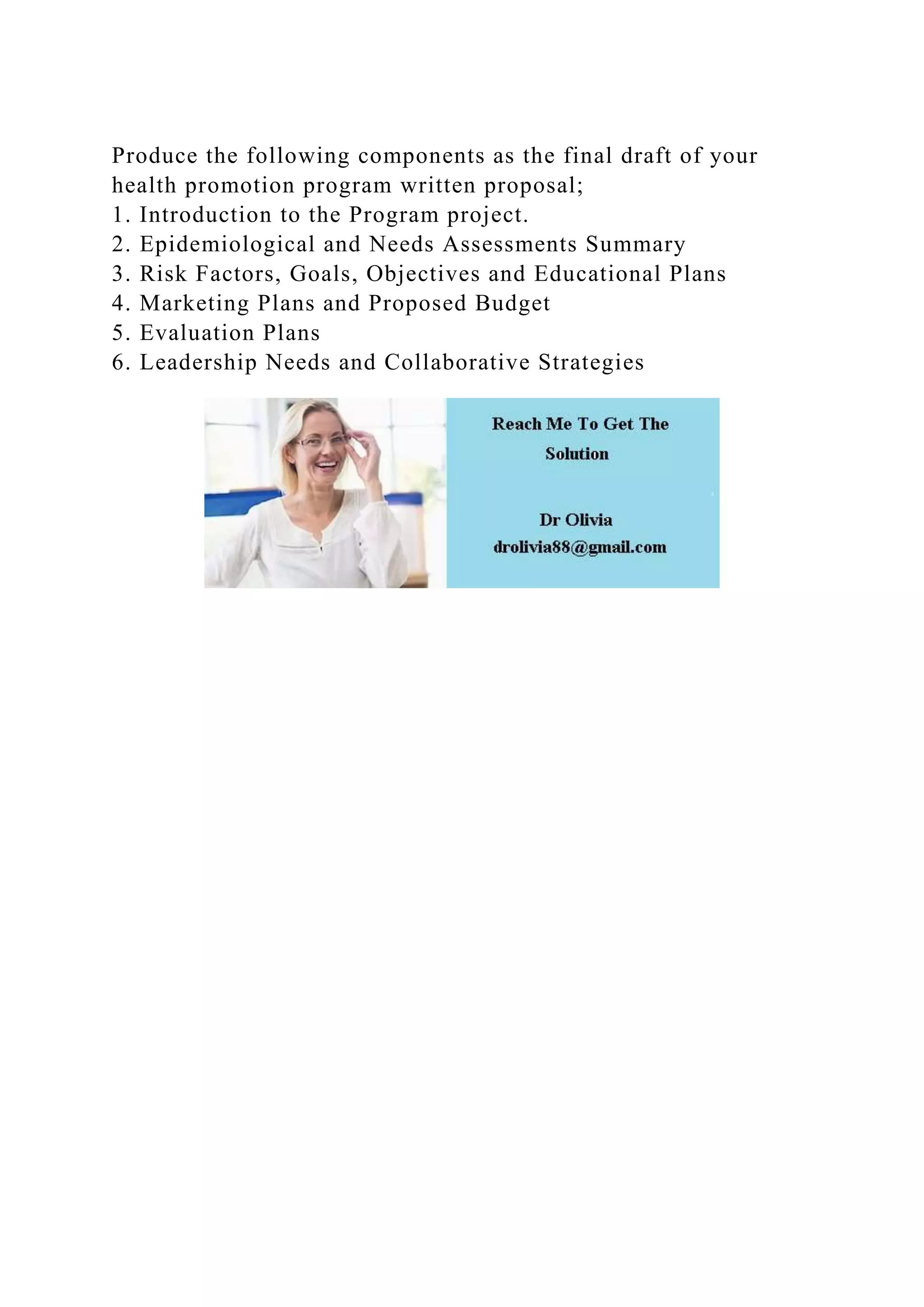 Produce the following components as the final draft of your health p.docx