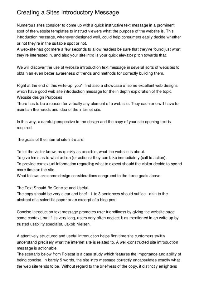 Creating a Sites Introductory Message