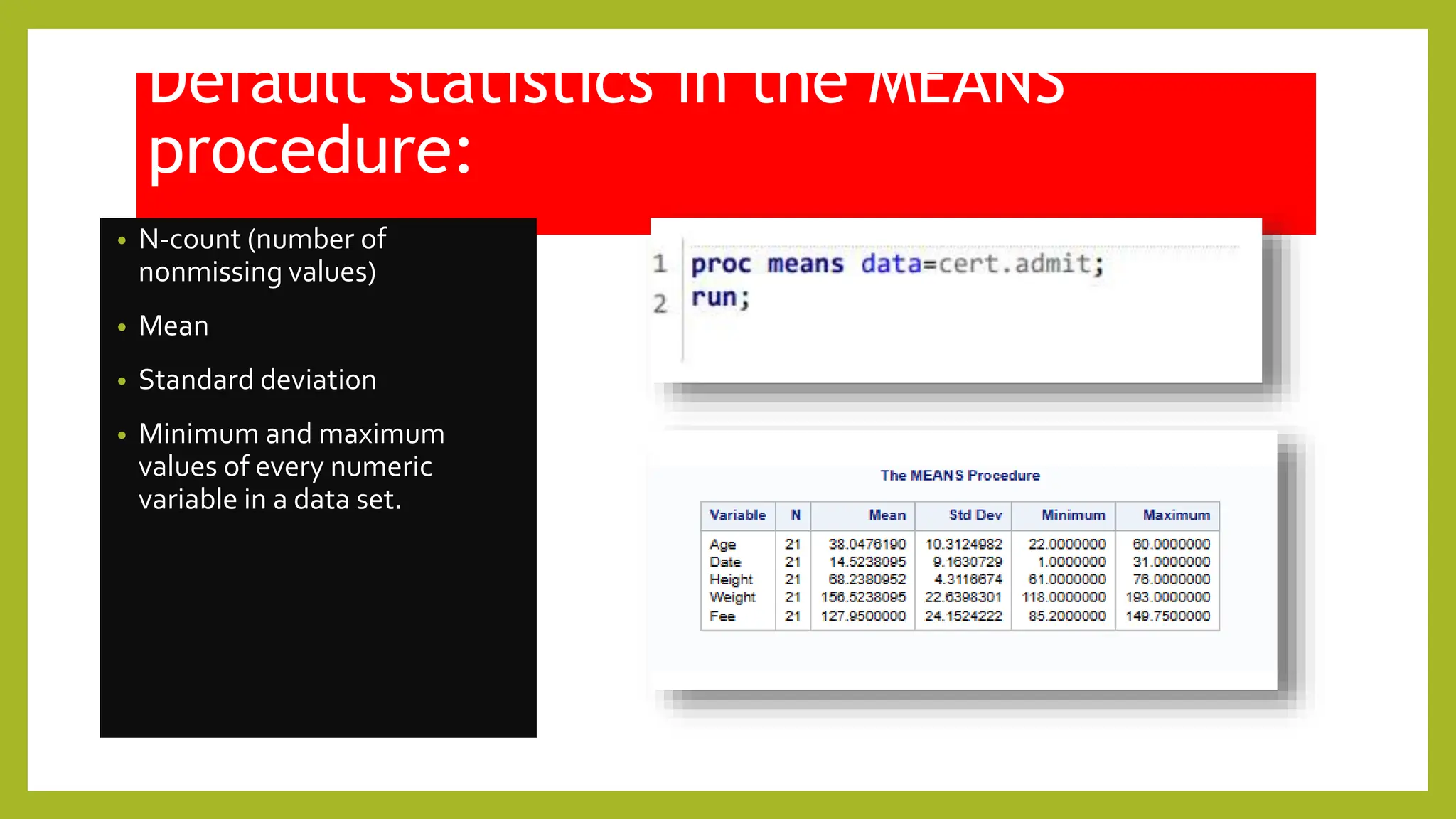Producing Descriptive Statistics(proc means) .pptx