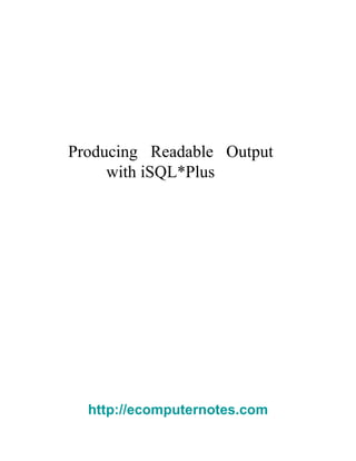 e computer notes - Producing readable output with i sql plus | PDF