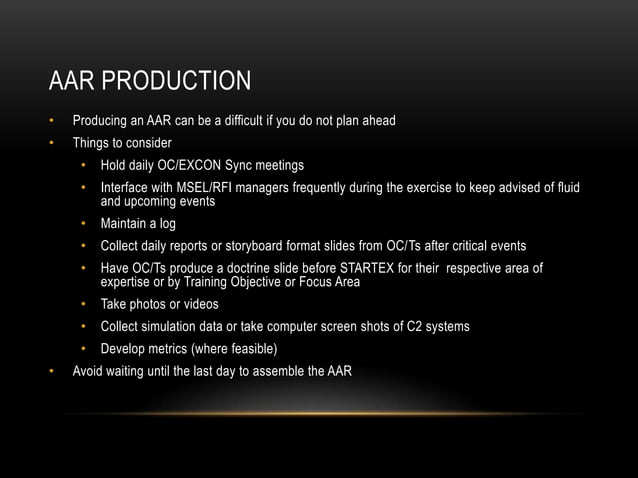 Producing A Staff Level AAR | PPTX