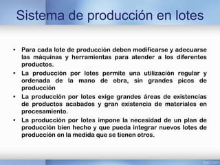 Producir por pieza o por lote comprobación de efectividad por tiempos ...