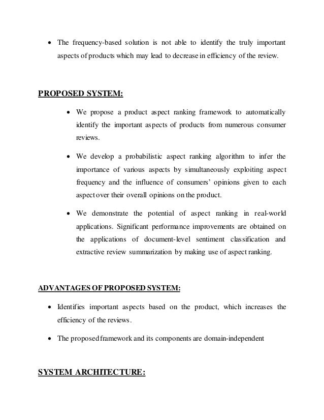 Ieee 2014 Dotnet Data Mining Projects Product Aspect Ranking And Its