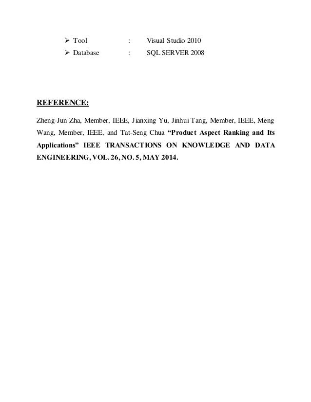 Ieee 2014 Dotnet Data Mining Projects Product Aspect Ranking And Its