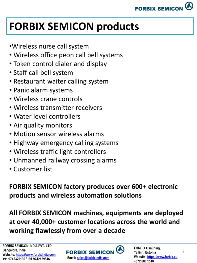 FORBIX SEMICON Product brochure | PDF